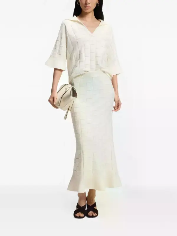 BOSS Knitted Woven Midi Skirt - Neutrals