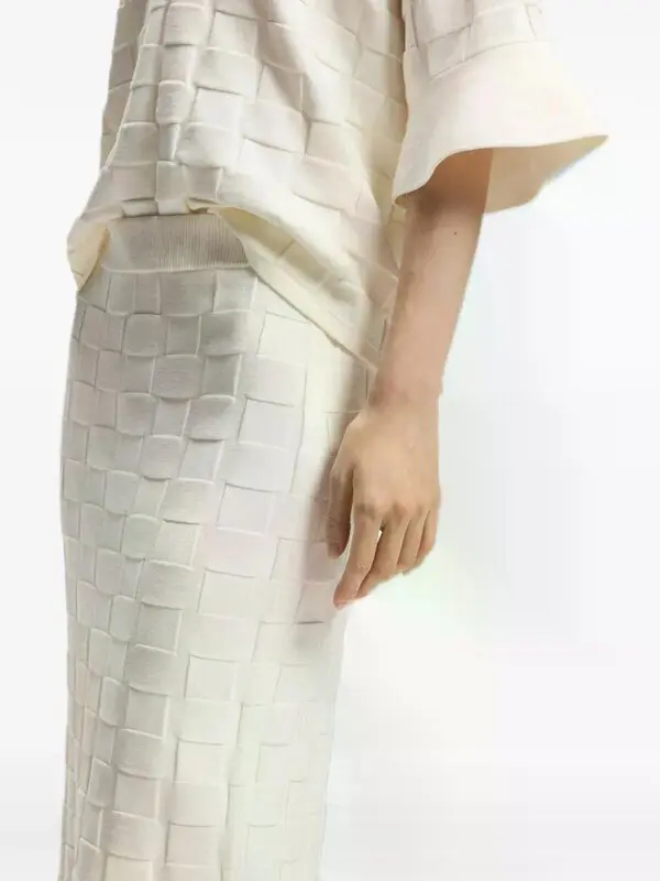 BOSS Knitted Woven Midi Skirt - Neutrals