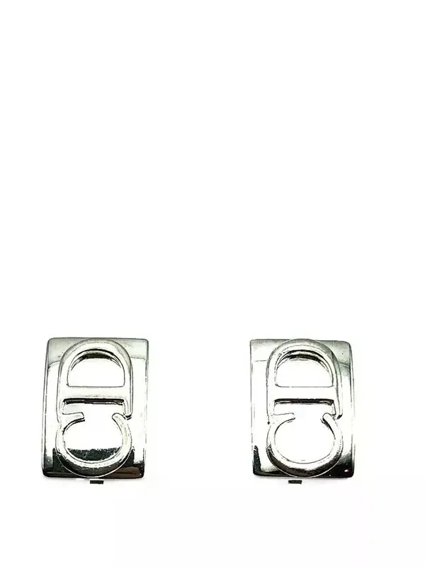 Dior 1980s Logo Earrings - Silver