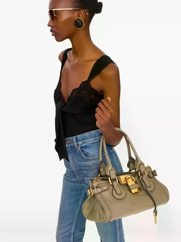 Chloé Paddington Padlock Leather Tote - Green
