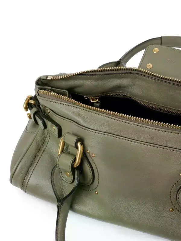 Chloé Paddington Padlock Leather Tote - Green