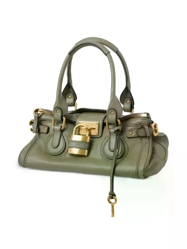 Chloé Paddington Padlock Leather Tote - Green