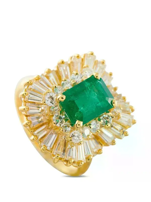 LB EXCLUSIVE Diamond And Emerald Ring - Gold