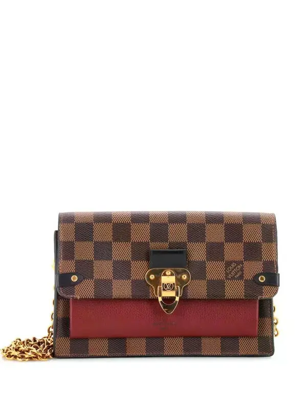 LOUIS VUITTON Vavin Chain Wallet Nm Damier With Leather Crossbody Bag - Brown