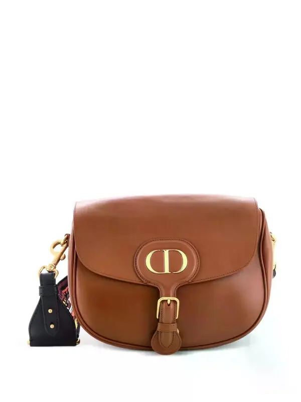Dior Bobby Flap Leather Large Crossbody Bag - Brown