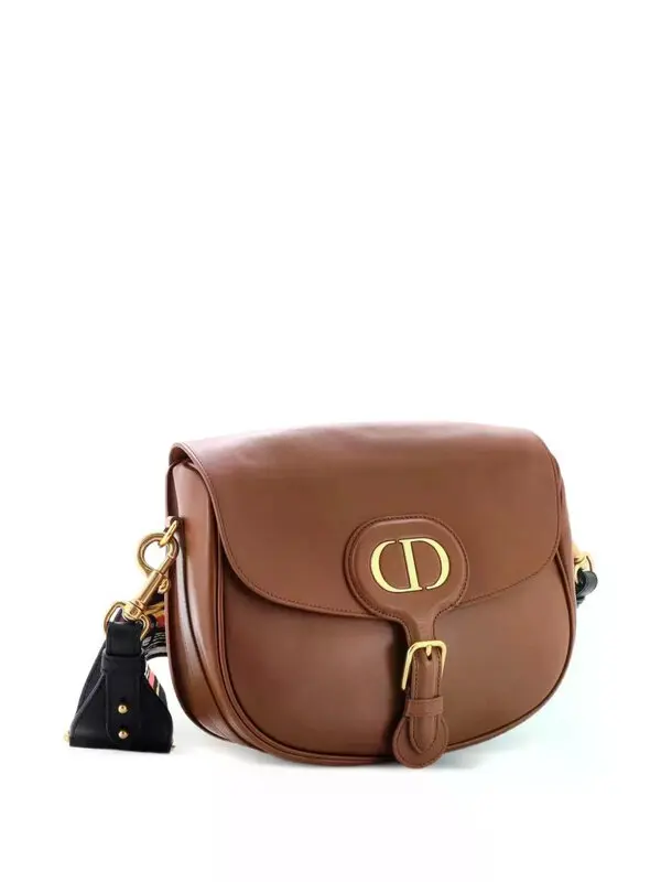 Dior Bobby Flap Leather Large Crossbody Bag - Brown