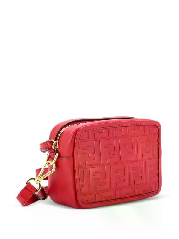 Fendi Camera Bag Zucca Embossed Leather Small Crossbody Bag - Red