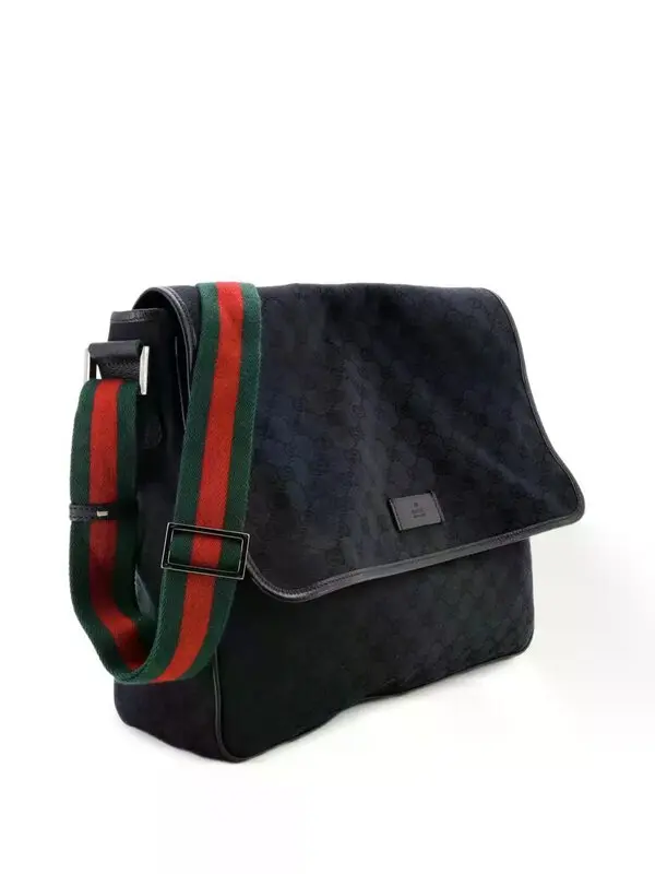 Gucci Gg Canvas Web Strap Flap Messenger Bag
