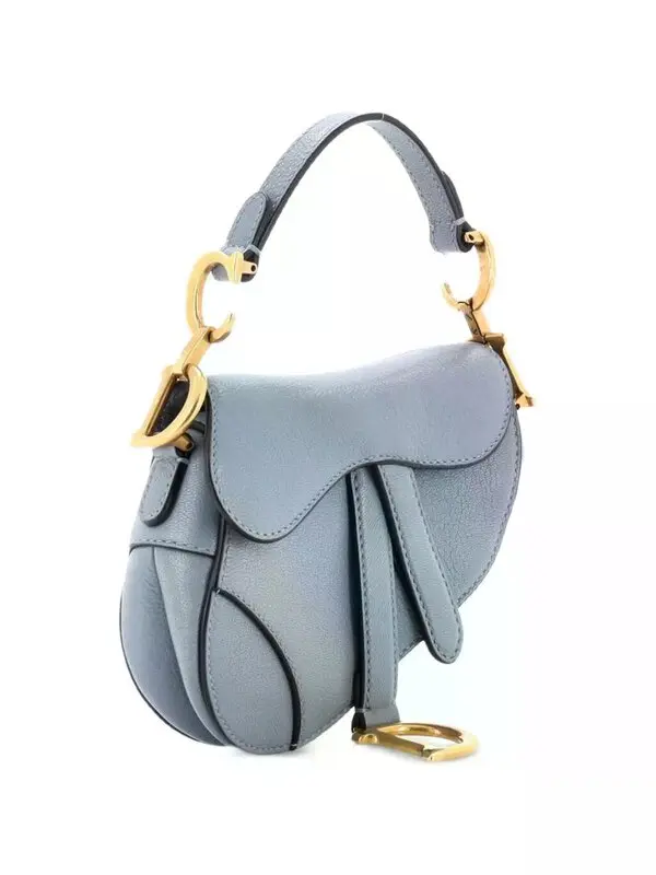 Dior Leather Micro Saddle Satchel - Blue