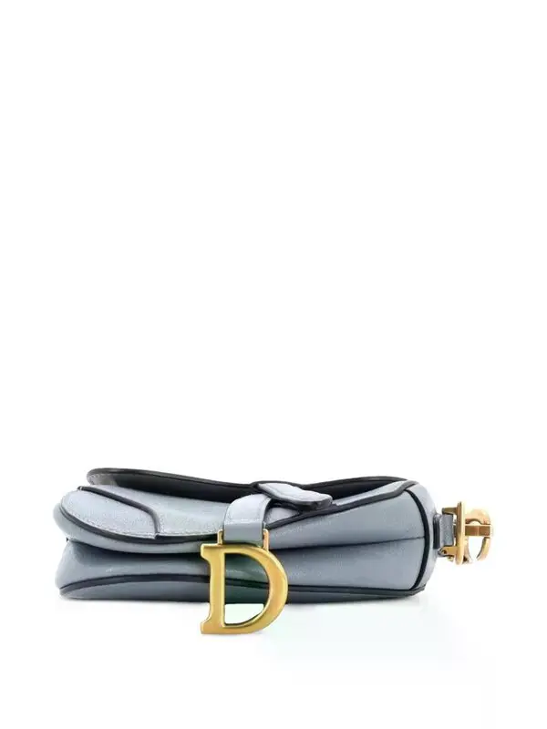 Dior Leather Micro Saddle Satchel - Blue