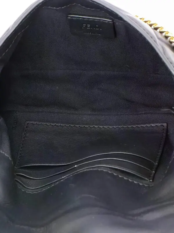 Fendi Baguette Nm Bag Zucca Embossed Leather Mini - Black