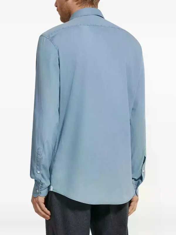 Zegna Cotton Long-sleeve Shirt - Blue