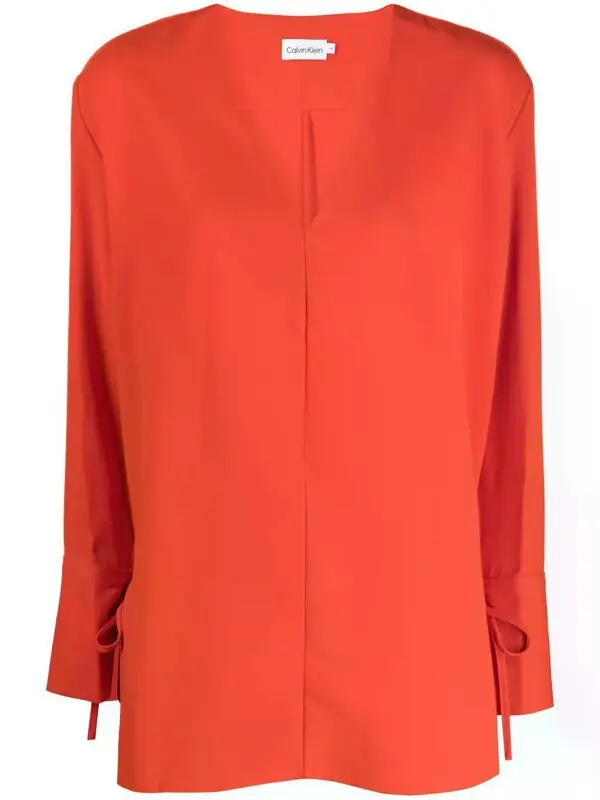 Calvin Klein V-neck Blouse With Tie Detailing