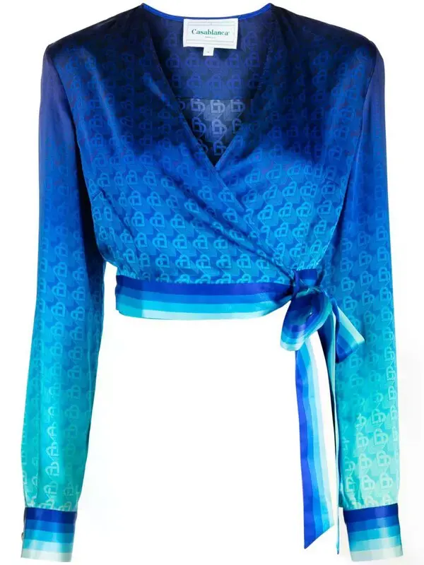 Casablanca The Night View Wrap Blouse - Blue