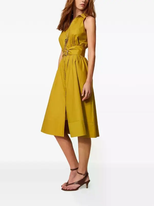 TWINSET Sleeveless V-neck Midi Shirt Dress - Yellow