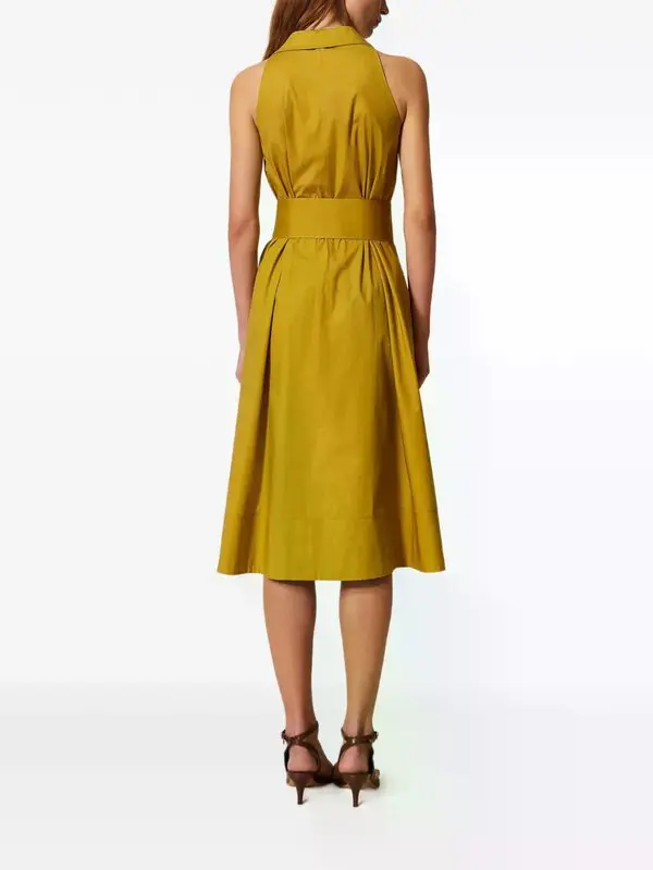 TWINSET Sleeveless V-neck Midi Shirt Dress - Yellow