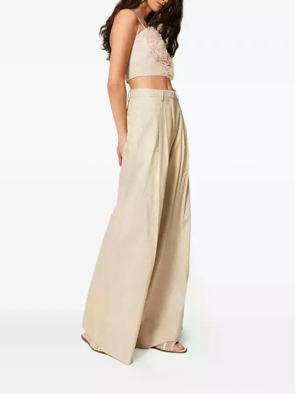 TWINSET Pleated Palazzo Trousers - Neutrals