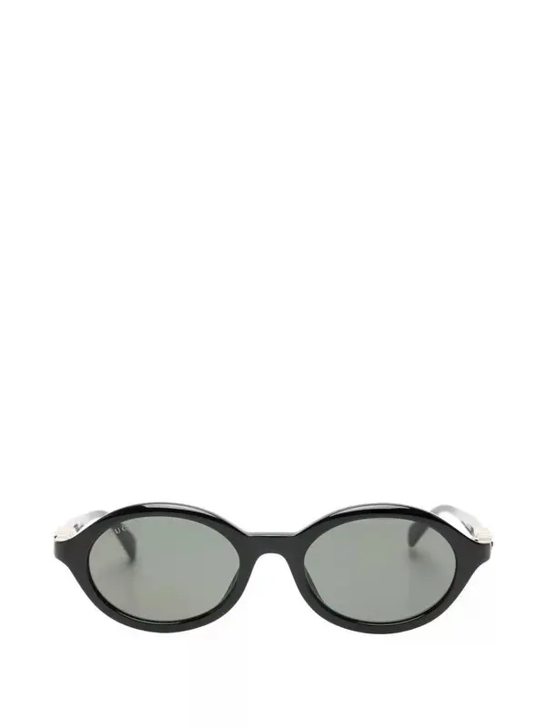 Gucci Logo Oval-frame Sunglasses - Black