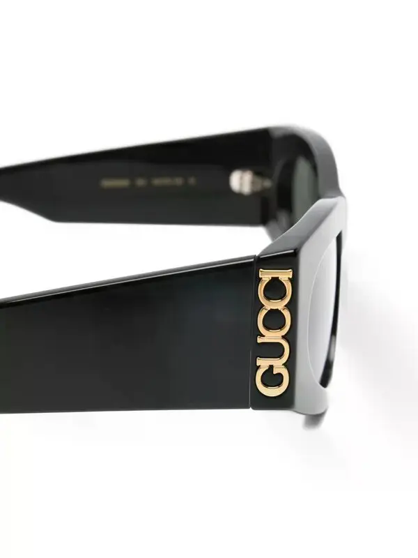 Gucci Logo-detail Geometric Sunglasses - Black