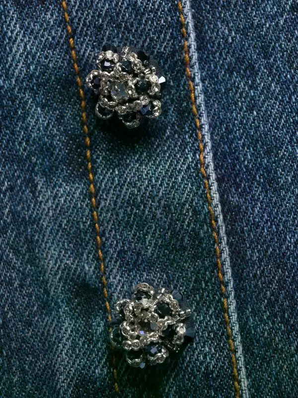 SELF-PORTRAIT Lace-trim Denim Mini Dress