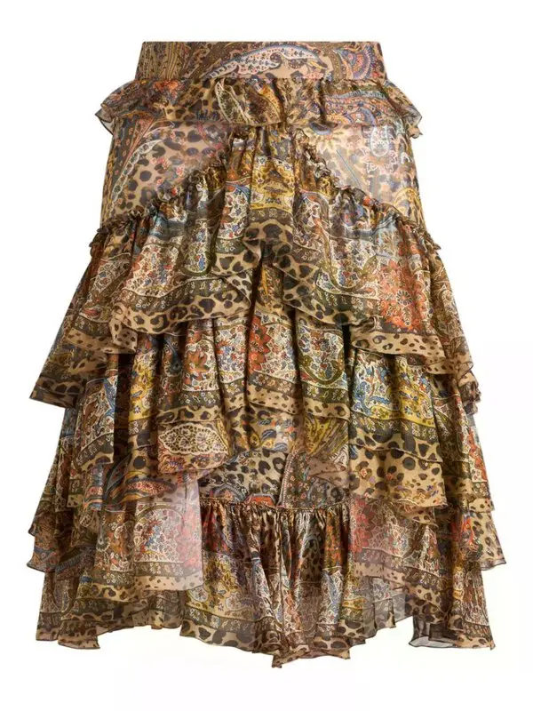 Etro Paisley-print Ruffled Skirt