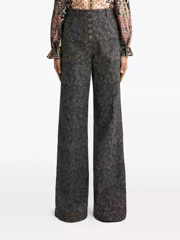 Etro Flared Jacquard Paisley Jeans