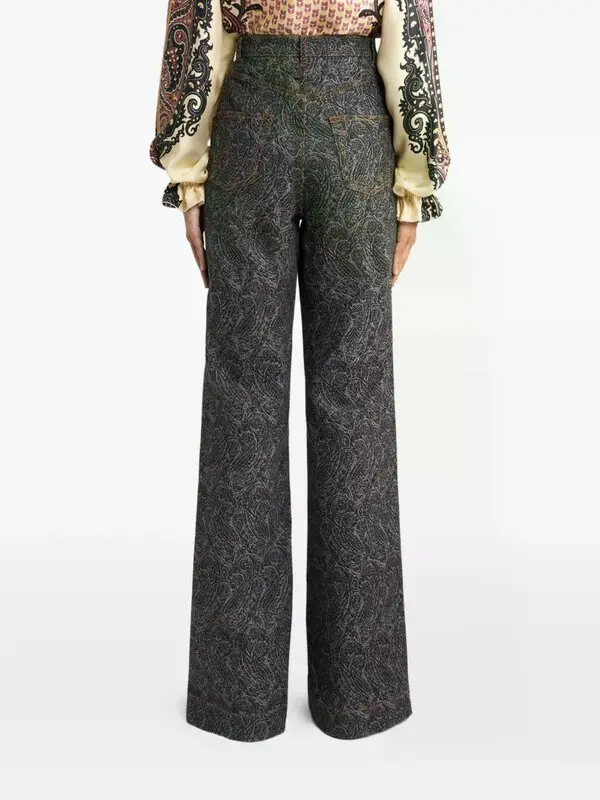 Etro Flared Jacquard Paisley Jeans