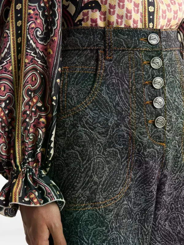 Etro Flared Jacquard Paisley Jeans
