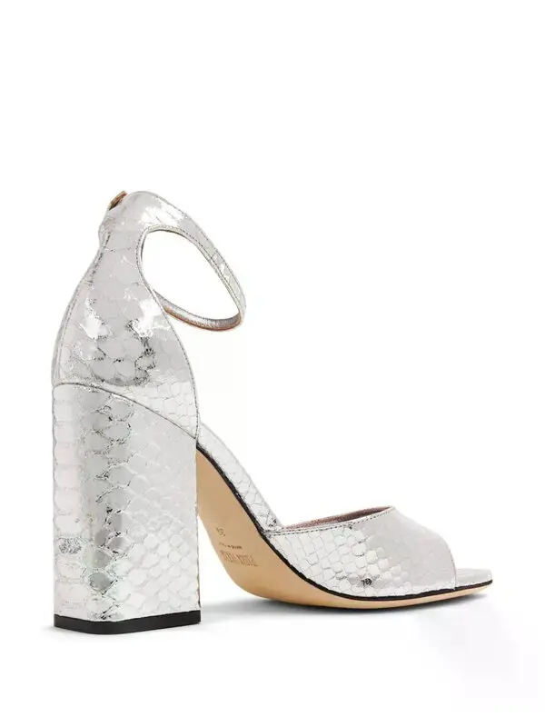 Paris Texas Fiona Metallic Croc-effect Block Heel Sandals