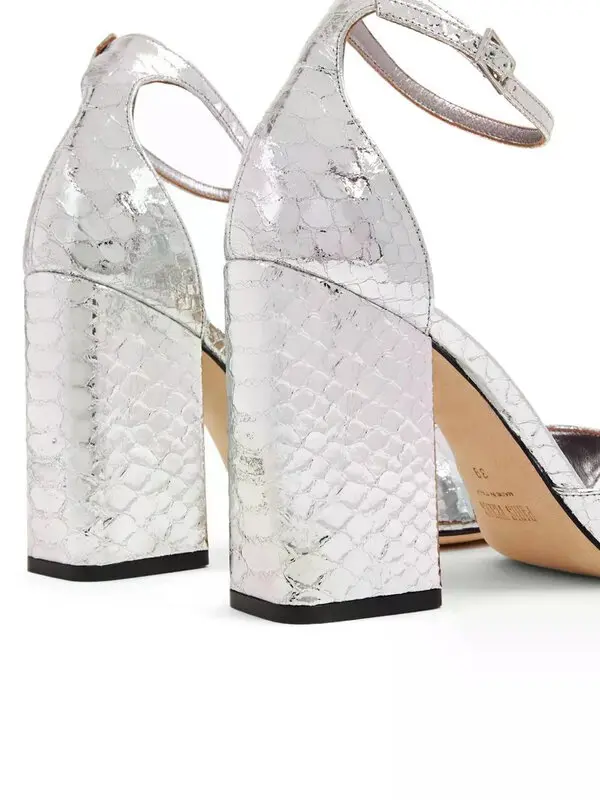Paris Texas Fiona Metallic Croc-effect Block Heel Sandals