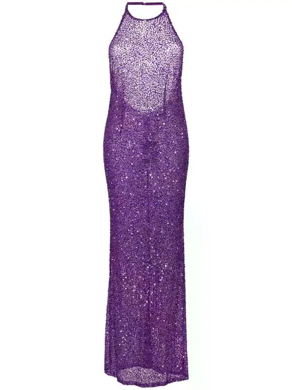 Retrofete Sequinned Halterneck Gown