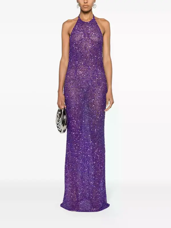 Retrofete Sequinned Halterneck Gown