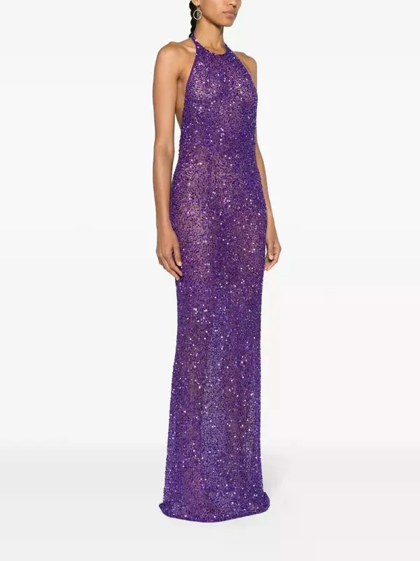 Retrofete Sequinned Halterneck Gown