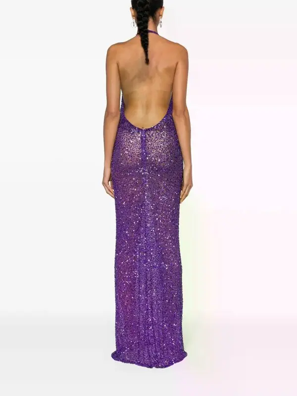 Retrofete Sequinned Halterneck Gown