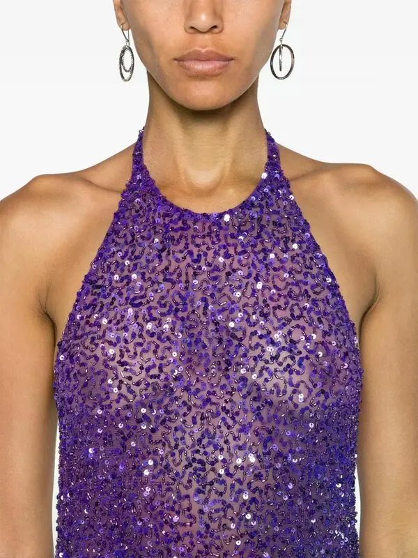 Retrofete Sequinned Halterneck Gown
