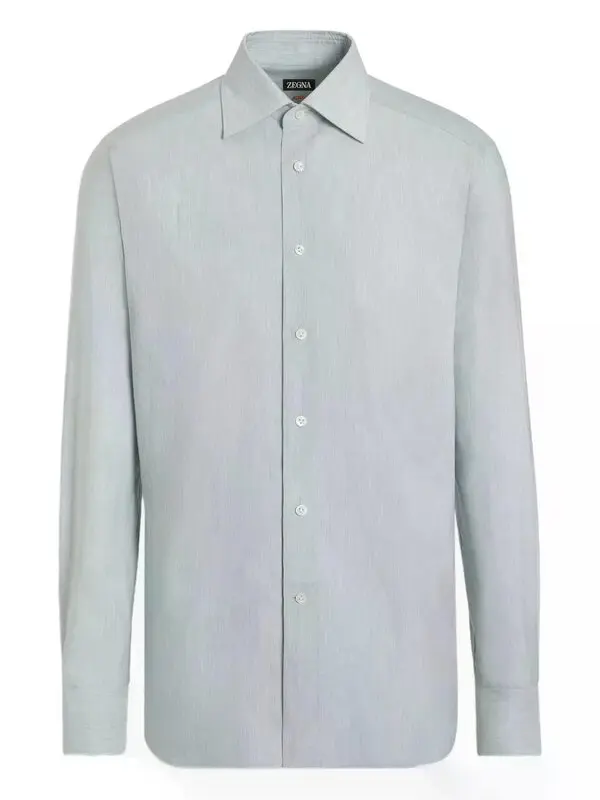 Zegna Point-collar Long-sleeves Shirt - Blue