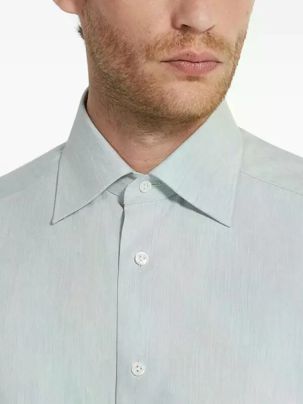 Zegna Point-collar Long-sleeves Shirt - Blue