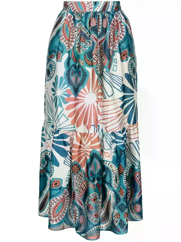 Ba&sh Botanical-print Flared Skirt