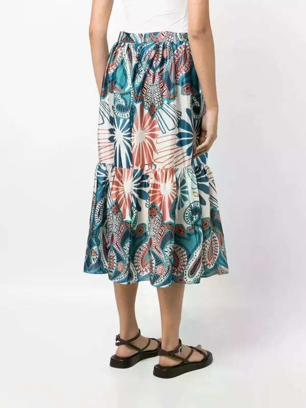 Ba&sh Botanical-print Flared Skirt