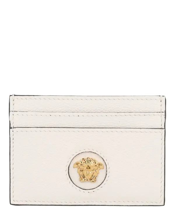 Versace Medusa Leather Card Holder - White/gold