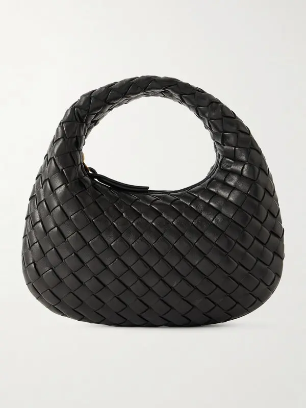 Bottega Veneta Baby Veneta Intrecciato Leather Shoulder Bag - Black