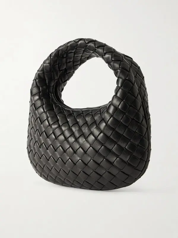 Bottega Veneta Baby Veneta Intrecciato Leather Shoulder Bag - Black