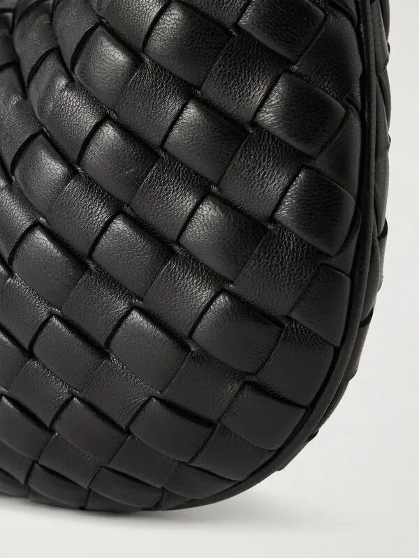 Bottega Veneta Baby Veneta Intrecciato Leather Shoulder Bag - Black