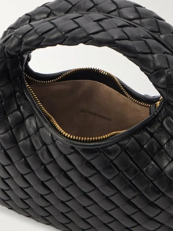 Bottega Veneta Baby Veneta Intrecciato Leather Shoulder Bag - Black