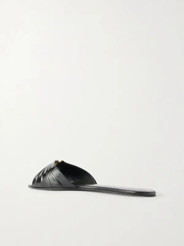 Saint Laurent Babylone Embellished Glossed-leather Slides