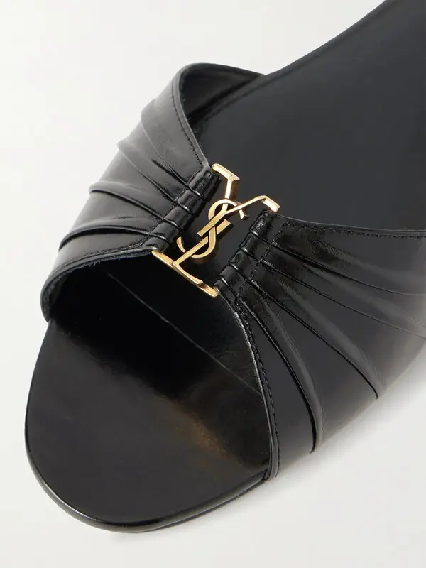 Saint Laurent Babylone Embellished Glossed-leather Slides