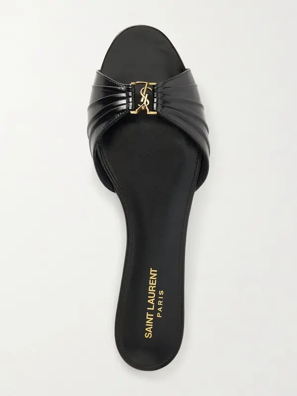 Saint Laurent Babylone Embellished Glossed-leather Slides
