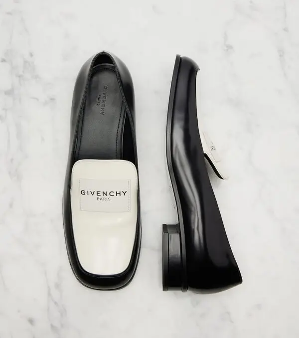 Givenchy Label Leather Loafers - Black