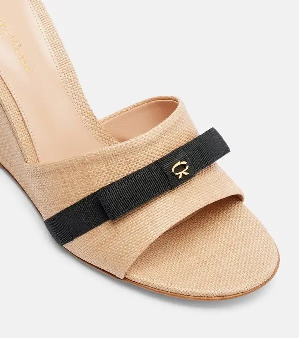GIANVITO ROSSI Minou Raffia Wedge Mules