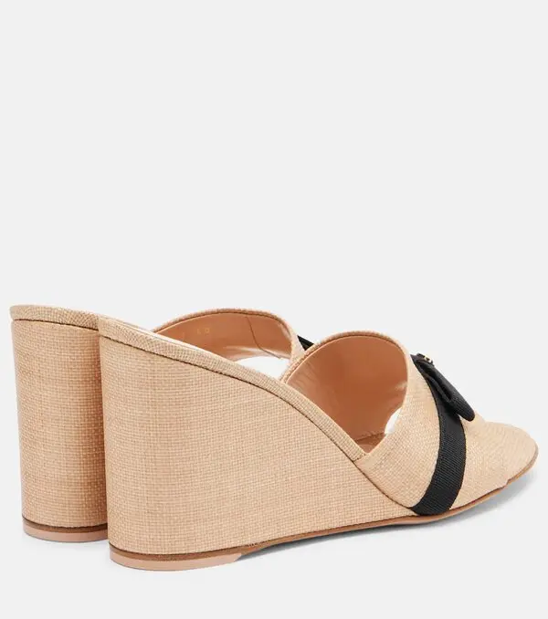 GIANVITO ROSSI Minou Raffia Wedge Mules